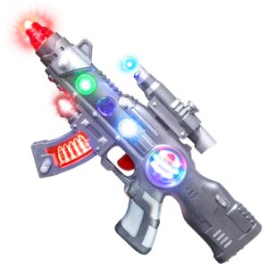 light up spin ball blaster toy gun, 12.5 inch assault rifle with thrilling multicolor leds and sound effects, batteries included, play gun for boys and girls, space gun toy