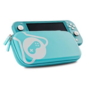 funlab carrying case and screen protector for nintendo switch lite,portable hard shell travel storage bag with 8 game cards cartridges - turquoise