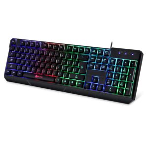 klim chroma gaming keyboard wired usb + 2 ms response time + backlit keyboard for pc & mac (renewed)