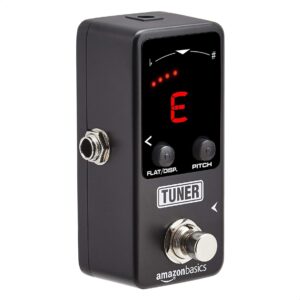 amazon basics mini tuner pedal for guitar and bass, black