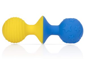 nuby silly rattle ball interactive suction toys, 2 piece, blue/yellow