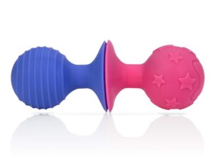 nuby silly rattle ball interactive suction toys, 2 piece, pink/purple