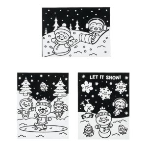 color your own fuzzy winter posters - 24 pieces - crafts for kids and fun home activities