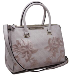 guess women's britta logo floral embroidery satchel crossbody bag handbag - cement