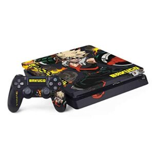 skinit decal gaming skin compatible with ps4 slim bundle - officially licensed funimation katsuki bakugo design