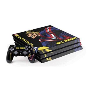 skinit decal gaming skin compatible with ps4 pro console and controller bundle - officially licensed funimation all might ready for battle design