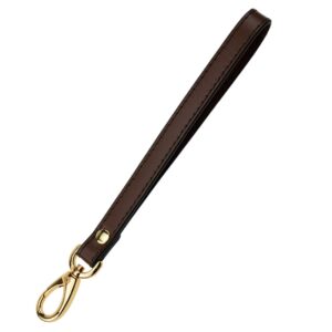 allzedream wristlet strap genuine leather replacement clutch purse key wrist lanyard (dark brown)