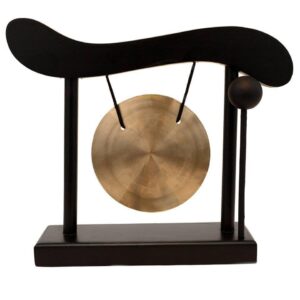 clearance sale! - reincarnation: 2077 gift gong. reincarnation: 2077 gift gong/includes gong, mallet, & stand/decorative brass mini gong for home & office on a flowing black stand/celebration gift gon