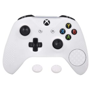 antil-slip silicone controller cover protective case for xbox one s slim/xbox one x controller soft cover skin with 2 thumb grip(white)