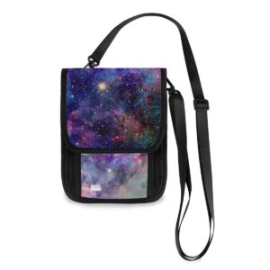 alaza galaxy and nebula in space small crossbody wallet purse cell phone bag rfid passport holder with credit card slots