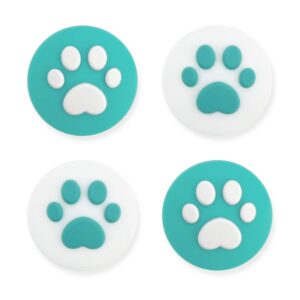 geekshare 4pcs silicone cat paw joycon thumb grip set joystick caps compatible with switch / oled / switch lite (lite green)