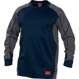 rawlings adult dugout fleece pullover series, navy, x-large