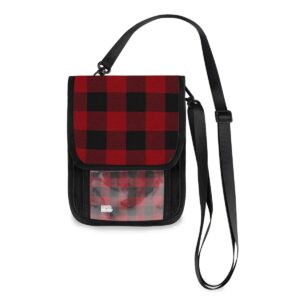 alaza red black buffalo lattice plaid small crossbody wallet purse cell phone bag rfid passport holder with credit card slots