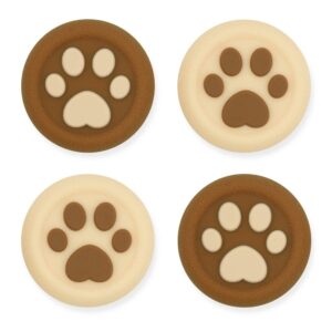 geekshare cat paw playstation 4 controller thumb grips, thumbsticks cover set compatible with switch pro controller (brown)