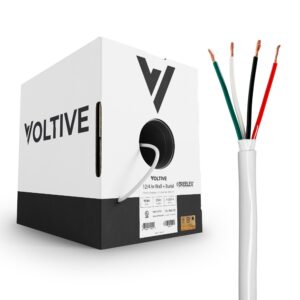 voltive 12/4 speaker wire - 12 awg/gauge 4 conductor - ul listed in wall (cl2/cl3) and outdoor/in ground (direct burial) rated - oxygen-free copper (ofc) - 250 foot bulk cable pull box - white