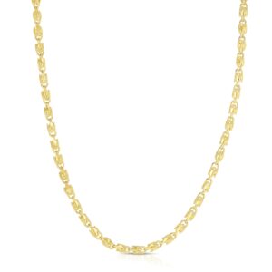 floreo 10k yellow gold 3mm solid turkish rope chain necklace, 24 inch