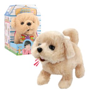 liberty imports plush golden retriever toy puppy electronic interactive pet dog - walking, barking, tail wagging, stretching companion animal for kids