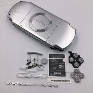 new replacement sony psp 2000 console full housing shell cover with buttons set -silver.