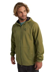 burton mens crown weatherproof full-zip fleece, martini olive, medium