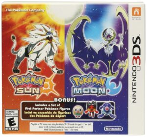 pokemon sun and pokemon moon dual pack - 3 bonus first partner pokemon figures (nintendo 3ds) (renewed)