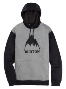 burton men's oak pullover hoodie, gray heather/true black, l