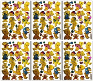 parita stickers glitter cute teddy bear gold cartoon stickers craft scrapbooking book album card diary create imagination art decal waterproof for kids (pack 6 sheets.) (13)