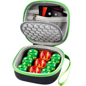 toy organizer storage case compatible with bakugan figures, for bakucores and armored alliance, geogan rising battle action figure carrying storage holder (box only) - green