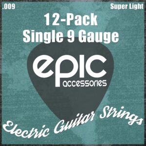 12-pack .009 gauge high e string single electric guitar strings individually wrapped 9 gauge pack of 12