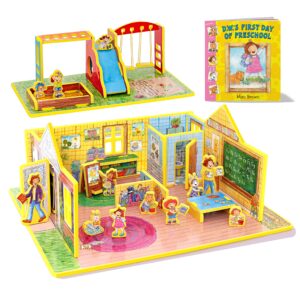 storytime toys d.w.'s first day of preschool 3d puzzle - book and toy set - 3 in 1 - book, build, and play