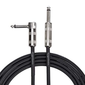 amazon basics 1/4 inch right-angle instrument auxiliary cable, 20 foot, black