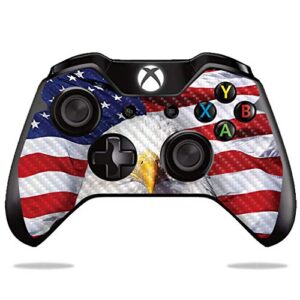 mightyskins carbon fiber skin for microsoft xbox one or one s controller - america strong | protective, durable textured carbon fiber finish | easy to apply, remove | made in the usa