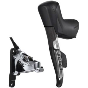 sram red etap axs hrd shift/brake lever and hydraulic disc caliper - left/front, flat mount, 20mm offset, 950mm hose, black/silver, d1