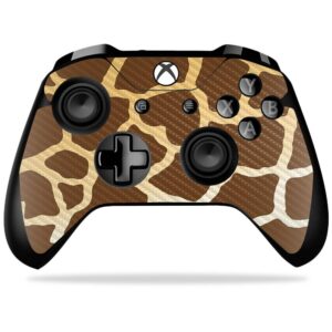 mightyskins carbon fiber skin for microsoft xbox one x controller - giraffe | protective, durable textured carbon fiber finish | easy to apply, remove, and change styles | made in the usa