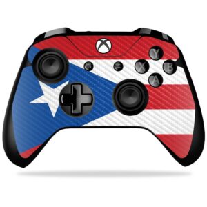 mightyskins carbon fiber skin for microsoft xbox one x controller - puerto rica flag | protective, durable textured carbon fiber finish | easy to apply, remove, and change styles | made in the usa