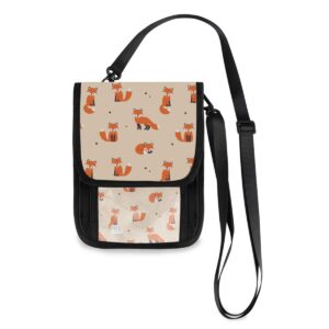 alaza cute animal fox print small crossbody wallet purse cell phone bag rfid passport holder with credit card slots