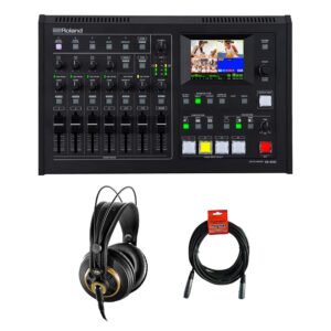 roland vr-4hd hd av mixer with akg k 240 studio pro semi-open stereo headphones & xlr cable bundle