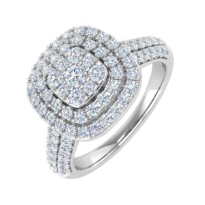 finerock 1 carat cushion shape halo diamond engagement ring in 10k white gold (ring size 4.5)