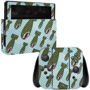 mightyskins carbon fiber skin for nintendo switch - bombs away | protective, durable textured carbon fiber finish | easy to apply, remove, and change styles | made in the usa (cf-niswi-bombs away)