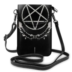 yongcoler fashion small cellphone crossbody shoulder bag gothic occult satan penta symbol skull cell phone purse wallet lightweight roomy pockets smartphone bag for women girls teens