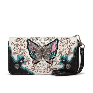 western style spring butterfly floral laser cut women country wallet black