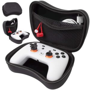 orzly case for google stadia controller - protective case with internal storage pocket for charging cable