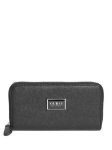 guess factory abree logo saffiano medium zip-around wallet