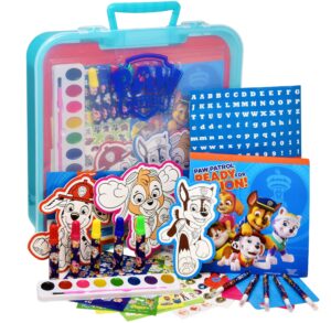 paw patrol coloring and activity book set, color mess free craft art kit for kids, includes drawing pad, markers, stickers