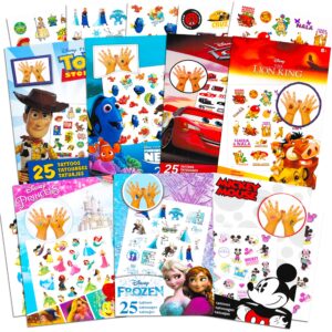 disney tattoos party favors mega assortment ~ bundle includes 7 disney favorites temporary tattoo packs featuring disney princess, toy story, frozen, cars, lion king and more (over 175 tattoos!)