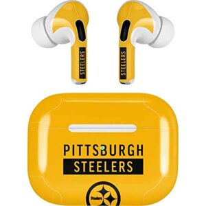 skinit decal audio skin compatible with apple airpods pro - officially licensed nfl pittsburgh steelers yellow performance series design