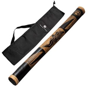 australian treasures - rainstick 60cm carved including bag