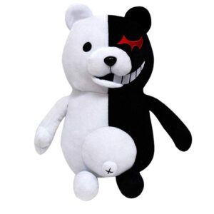 timsophia boys black white bear plush doll monokuma bear 36cm for girls birthday child pillow toy home decor adornment (black white, 36cm)