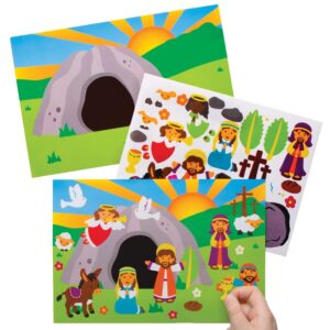 baker ross at581 holy week sticker scene kits - pack of 5, beautiful scenes with assorted holy week stickers for children's art and crafts, multicolor