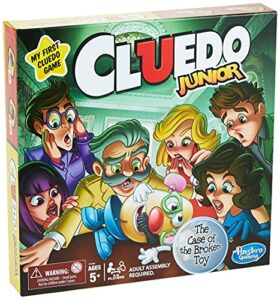 hasbro gaming clue junior board game for kids ages 5 and up, case of the broken toy, classic mystery game for 2-6 players,4.13 x 26.67 x 26.67 cm