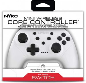 nyko wireless mini core controller for nintendo switch - bluetooth pro controller alternative with turbo programming, ergonomic design and type c charging cable - compatible w/android and pc